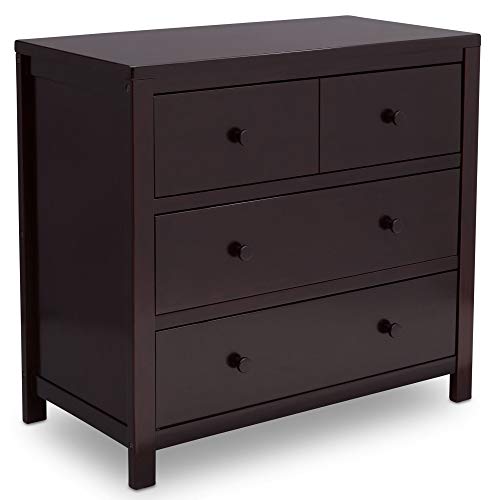 Delta Children Wood Unisex Nursery 3 Drawer Single Dresser - Dark Chocolate Brown