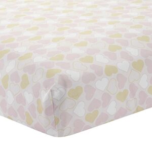 Lambs & Ivy Baby Love Pink/Gold Girl Heart 4 Piece Crib Bedding Set