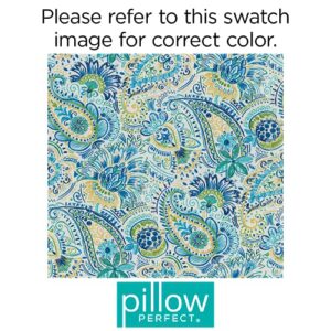 Pillow Perfect Paisley Outdoor Round Corner Chair Cushion Deep Seat, Weather, and Fade Resistant, Square Corner - 36.5" x 18", Blue/Yellow Gilford