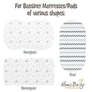 Bassinet Sheet Set - 2 Pack Jersey Cotton Fitted Sheets - Grey/White Unisex Baby Bedding Design