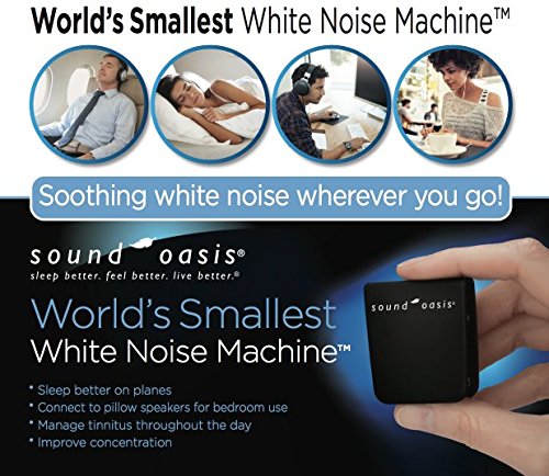 Sound Oasis World’s Smallest Sound Machine, Portable White Noise Machine, 25 hr continuous, Relaxing, non-looping White Noise,10 Tones-high to low pitch, Mask Tinnitus, Ear Ringing Relief, Focus.