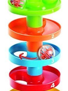 5 Layer Ball Drop and Roll Swirling Tower for Baby and Toddler Development Educational Toys | Stack, Drop and Go Ball Ramp Toy Set Includes 3 Spinning Acrylic Activity Balls with Colorful Beads