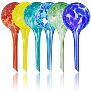 miles kimball plant watering globes set of 6 - self watering globes for indoor & outdoor plants - multicolored, automatic, glass watering bulbs for everyday use (150ml)