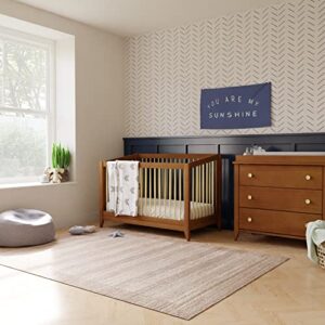 Babyletto Sprout 4-in-1 Convertible Crib with Toddler Bed Conversion Kit in Chestnut and Natural, Greenguard Gold Certified