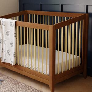 Babyletto Sprout 4-in-1 Convertible Crib with Toddler Bed Conversion Kit in Chestnut and Natural, Greenguard Gold Certified