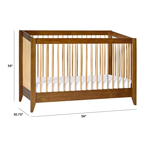 Babyletto Sprout 4-in-1 Convertible Crib with Toddler Bed Conversion Kit in Chestnut and Natural, Greenguard Gold Certified