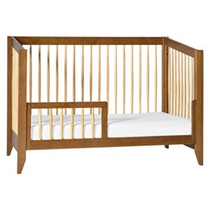 Babyletto Sprout 4-in-1 Convertible Crib with Toddler Bed Conversion Kit in Chestnut and Natural, Greenguard Gold Certified