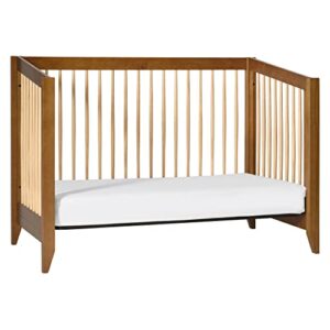 Babyletto Sprout 4-in-1 Convertible Crib with Toddler Bed Conversion Kit in Chestnut and Natural, Greenguard Gold Certified