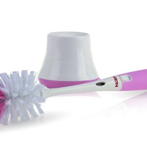 Nuby 2 in 1 Bottle and Nipple Brush with Stand, 1 Pack, Colors May Vary