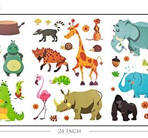 DEKOSH Jungle Animal Wall Decal Pack of Colorful Stickers for Baby Nursery Playroom - Peel & Stick Unisex Safari Theme Kids Wall Decals