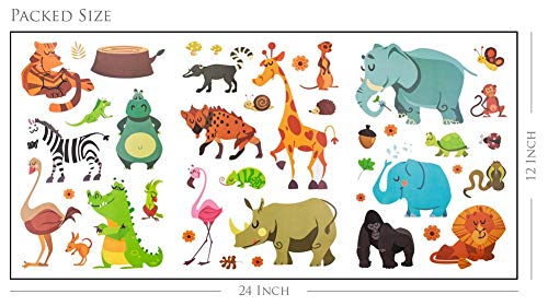 DEKOSH Jungle Animal Wall Decal Pack of Colorful Stickers for Baby Nursery Playroom - Peel & Stick Unisex Safari Theme Kids Wall Decals