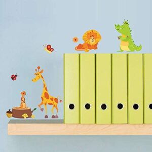 DEKOSH Jungle Animal Wall Decal Pack of Colorful Stickers for Baby Nursery Playroom - Peel & Stick Unisex Safari Theme Kids Wall Decals