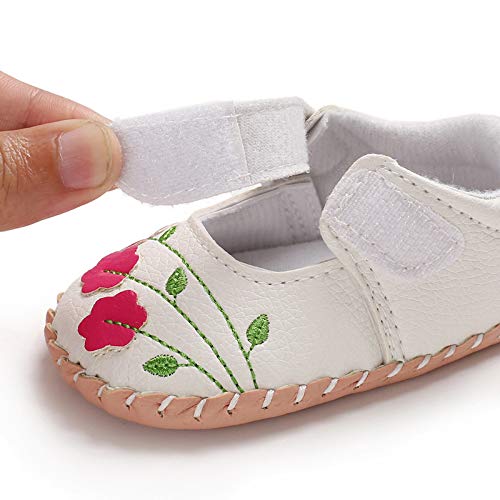 Meckior Infant Baby Girls Boys Handmade Princess Flats Toddler First Walkers Soft PU Leather Non-Slip Crib Wedding Dress Shoes