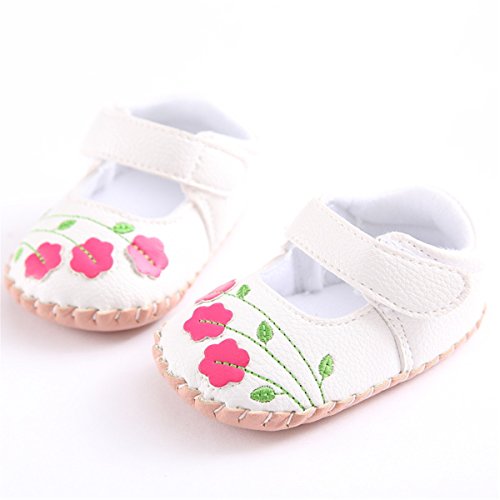 Meckior Infant Baby Girls Boys Handmade Princess Flats Toddler First Walkers Soft PU Leather Non-Slip Crib Wedding Dress Shoes