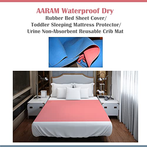 AARAM Ultrasoft Waterproof Dry Rubber Bed Sheet Cover/Toddler/Adult Sleeping Mattress Protector/Urine Non-Absorbent Reusable Crib Mat (1 Meter) (36 x 39 Inches) (100 x 90 cm)