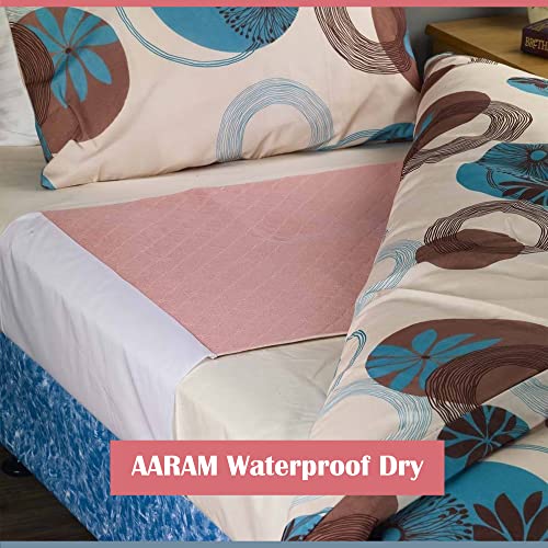 AARAM Ultrasoft Waterproof Dry Rubber Bed Sheet Cover/Toddler/Adult Sleeping Mattress Protector/Urine Non-Absorbent Reusable Crib Mat (1 Meter) (36 x 39 Inches) (100 x 90 cm)