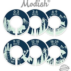 Modish Labels Baby Nursery Closet Dividers, Closet Organizers, Nursery Decor, Baby Boy, Woodland, Tribal, Woodland Animals, Bear, Fox, Deer, Navy Blue, Mint