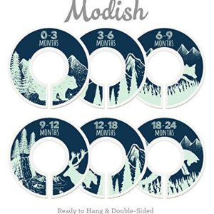 Modish Labels Baby Nursery Closet Dividers, Closet Organizers, Nursery Decor, Baby Boy, Woodland, Tribal, Woodland Animals, Bear, Fox, Deer, Navy Blue, Mint