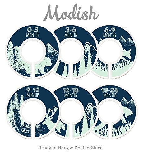 Modish Labels Baby Nursery Closet Dividers, Closet Organizers, Nursery Decor, Baby Boy, Woodland, Tribal, Woodland Animals, Bear, Fox, Deer, Navy Blue, Mint