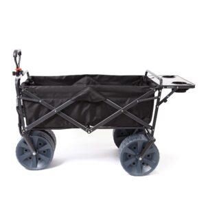 mac sports heavy duty collapsible folding all terrain utility wagon beach cart with table - black