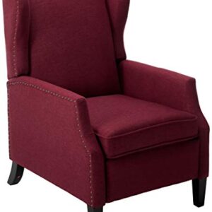 GDFStudio Weyland Wingback Traditional Fabric Recliner (Deep Red)