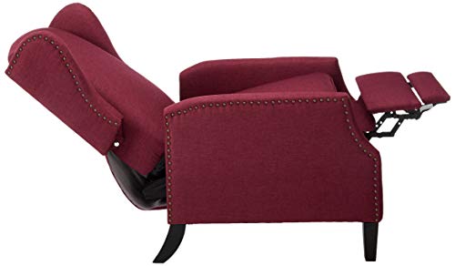 GDFStudio Weyland Wingback Traditional Fabric Recliner (Deep Red)