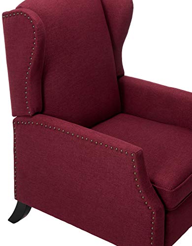 GDFStudio Weyland Wingback Traditional Fabric Recliner (Deep Red)