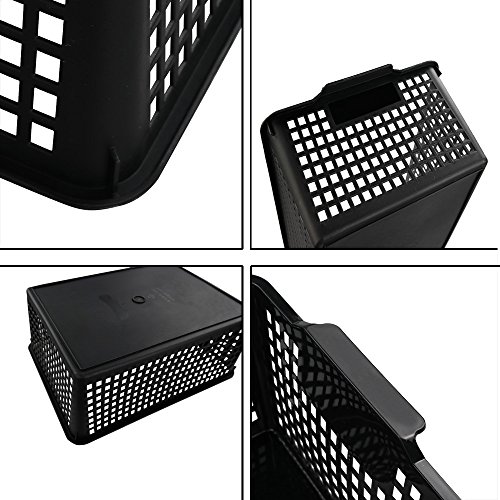 Begale Large Plastic Storage Bins Basket Organizer, Black, Set of 3