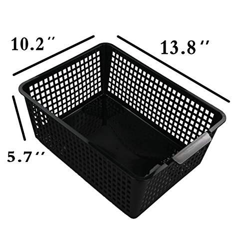 Begale Large Plastic Storage Bins Basket Organizer, Black, Set of 3