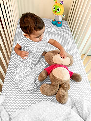 Pack n Play Sheets – Premium Pack and Play Sheets 4 Pack – 100% Super Soft Jersey Knit Cotton Playard Mattress Sheets – Portable Playpen Fitted Play Yard Mini Crib Sheet for Boy & Girl (24 x 38 x 5)