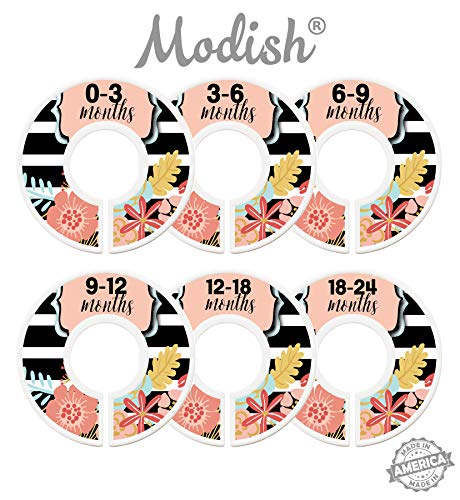 Modish Labels Baby Clothes Size Dividers, Baby Closet Organizers, Size Dividers, Baby Closet Organizers, Closet Dividers, Clothes Organizer, Nursery, Girl, Boho, Black Stripes, Flowers (Baby)