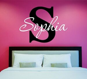 girls custom name and initial wall decal sticker, 20" w by 14" h girls name wall decals, wall decor, personalized, girls decor, girls nursery, girls bedroom, plus free white hello door decal