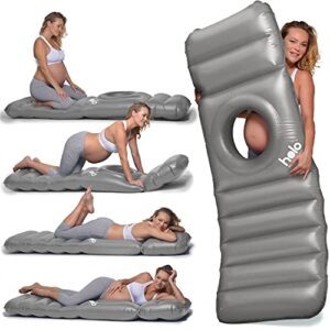 holo the original inflatable pregnancy pillow, pregnancy bed + maternity raft float with a hole to lie on your stomach during pregnancy, safe for land + water, silver