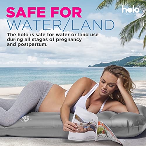 HOLO The Original Inflatable Pregnancy Pillow, Pregnancy Bed + Maternity Raft Float with a Hole to Lie on Your Stomach During Pregnancy, Safe for Land + Water, Silver