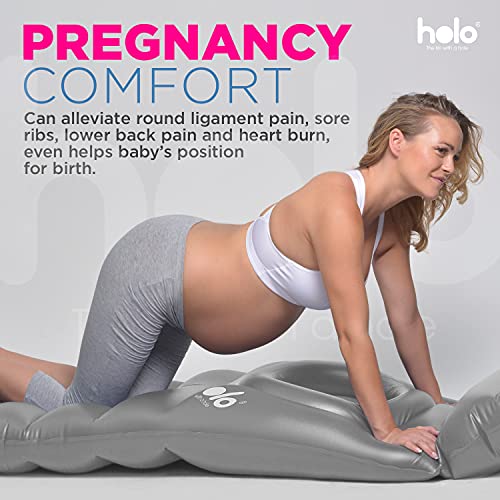 HOLO The Original Inflatable Pregnancy Pillow, Pregnancy Bed + Maternity Raft Float with a Hole to Lie on Your Stomach During Pregnancy, Safe for Land + Water, Silver