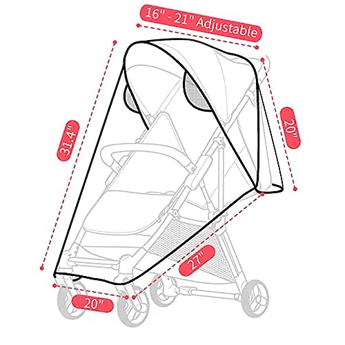 FASOTY Stroller Rain Cover Universal Waterproof Baby Stroller Cover, Rain Cover for Stroller, Jogging Stroller Rain Cover, Pushchairs Stroller Weather Shield for Wind Snow Dust, Ventilation Clear