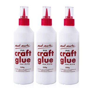 mont marte pva glue craft glue, fine tip 250g-3 pack