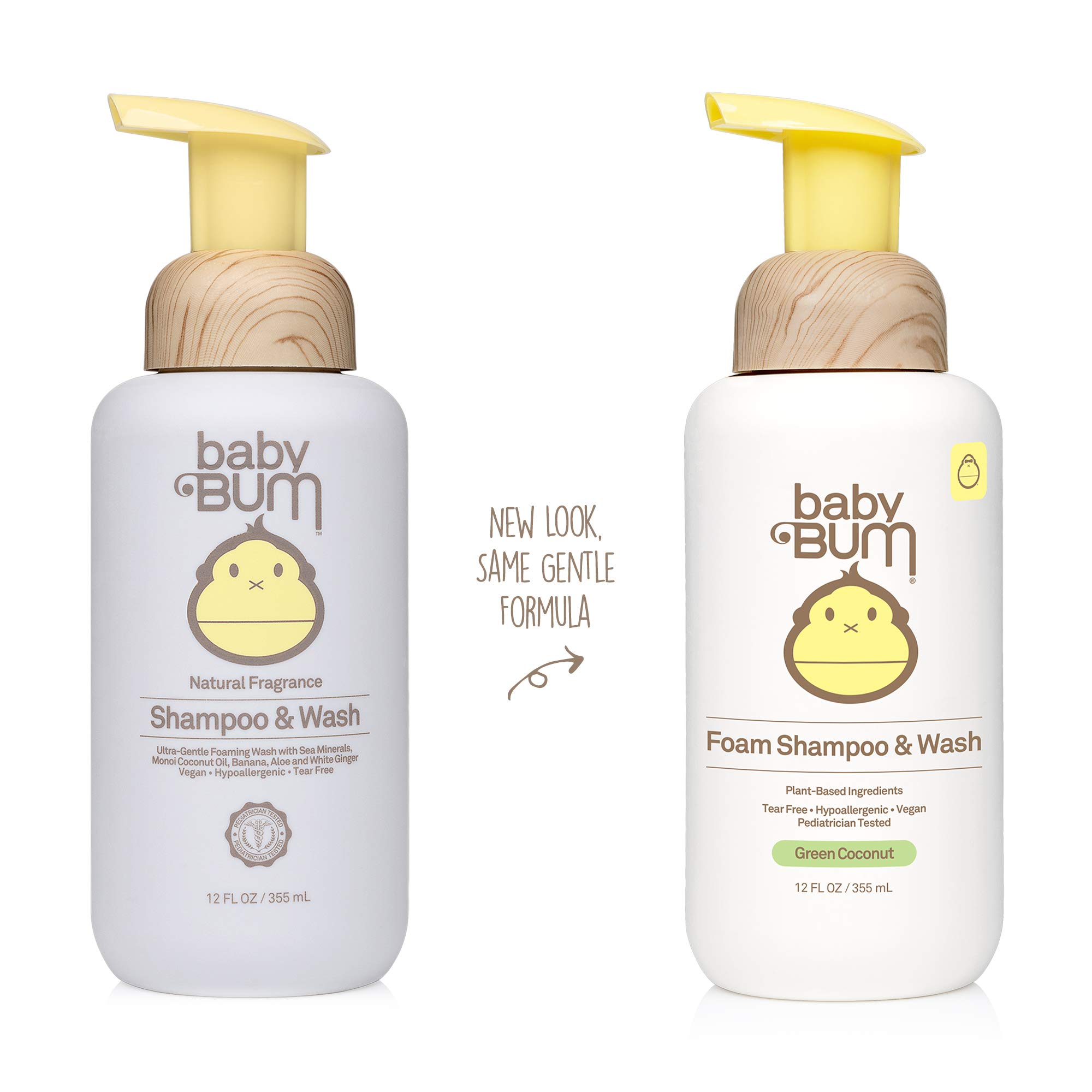 Baby Bum Shampoo & Wash | Tear Free Foaming Soap for Sensitive Skin with Nourishing Coconut Oil | Natural Fragrance | Gluten Free and Vegan | 12 FL OZ