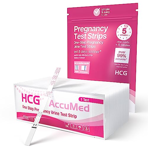 AccuMed Pregnancy Test Strips, 25-Count Individually Wrapped Pregnancy Strips, Early Home Detection Pregnancy Test Kit, Clear HCG Test