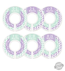 modish labels baby clothes size dividers, baby closet organizers, closet size dividers, baby closet organizers, clothes organizer, girl, woodland, arrows, nordic, boho, purple, lavender, mint (baby)