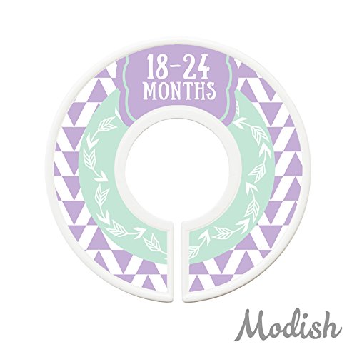 Modish Labels Baby Clothes Size Dividers, Baby Closet Organizers, Closet Size Dividers, Baby Closet Organizers, Clothes Organizer, Girl, Woodland, Arrows, Nordic, Boho, Purple, Lavender, Mint (Baby)