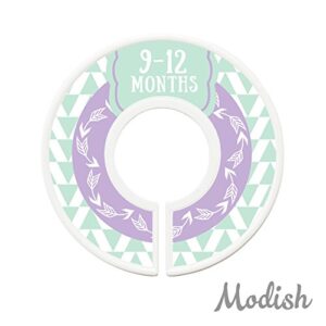 Modish Labels Baby Clothes Size Dividers, Baby Closet Organizers, Closet Size Dividers, Baby Closet Organizers, Clothes Organizer, Girl, Woodland, Arrows, Nordic, Boho, Purple, Lavender, Mint (Baby)