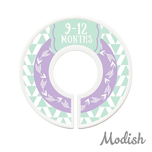 Modish Labels Baby Clothes Size Dividers, Baby Closet Organizers, Closet Size Dividers, Baby Closet Organizers, Clothes Organizer, Girl, Woodland, Arrows, Nordic, Boho, Purple, Lavender, Mint (Baby)