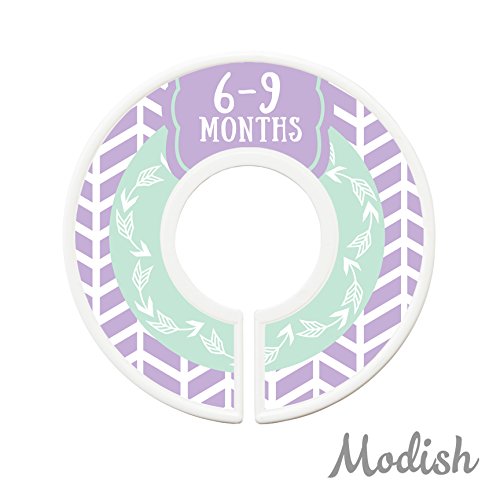 Modish Labels Baby Clothes Size Dividers, Baby Closet Organizers, Closet Size Dividers, Baby Closet Organizers, Clothes Organizer, Girl, Woodland, Arrows, Nordic, Boho, Purple, Lavender, Mint (Baby)