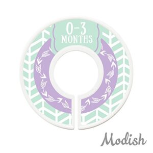 Modish Labels Baby Clothes Size Dividers, Baby Closet Organizers, Closet Size Dividers, Baby Closet Organizers, Clothes Organizer, Girl, Woodland, Arrows, Nordic, Boho, Purple, Lavender, Mint (Baby)