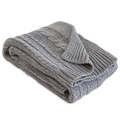 Burt's Bees Baby - Cable Knit Blanket, Baby Nursery & Stroller Blanket, 100% Organic Cotton, 30" x 40" (Heather Grey), 1 Count (Pack of 1)