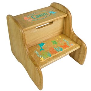 personalized sea and marine natural two step stool