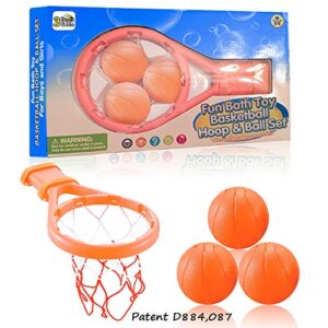 3 Bees & Me Bath Toy Basketball Hoop & Balls Set for Boys and Girls - Kid & Toddler Bath Toys Gift