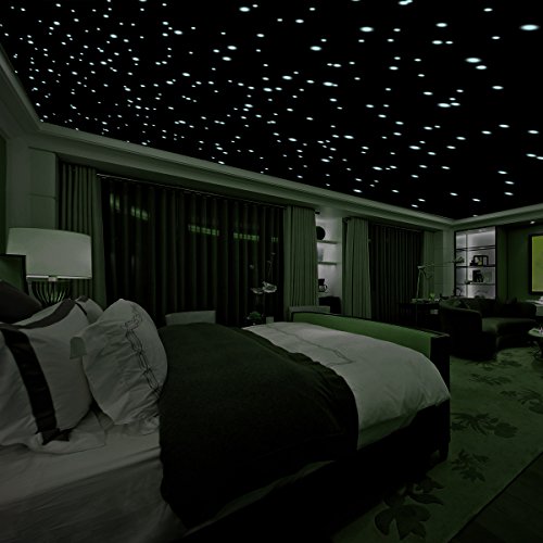 Realistic 3D Domed Glow in The Dark Stars,606 Dots for Starry Sky, Perfect for Kids Bedding Room Gift(606 Stars) (1*Green)