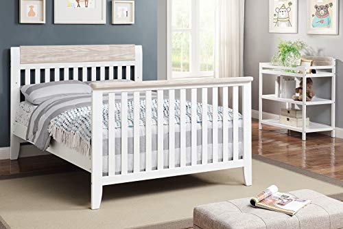 Suite Bebe Hayes 4 in 1 Convertible Crib, White and Wire Brushed Wood